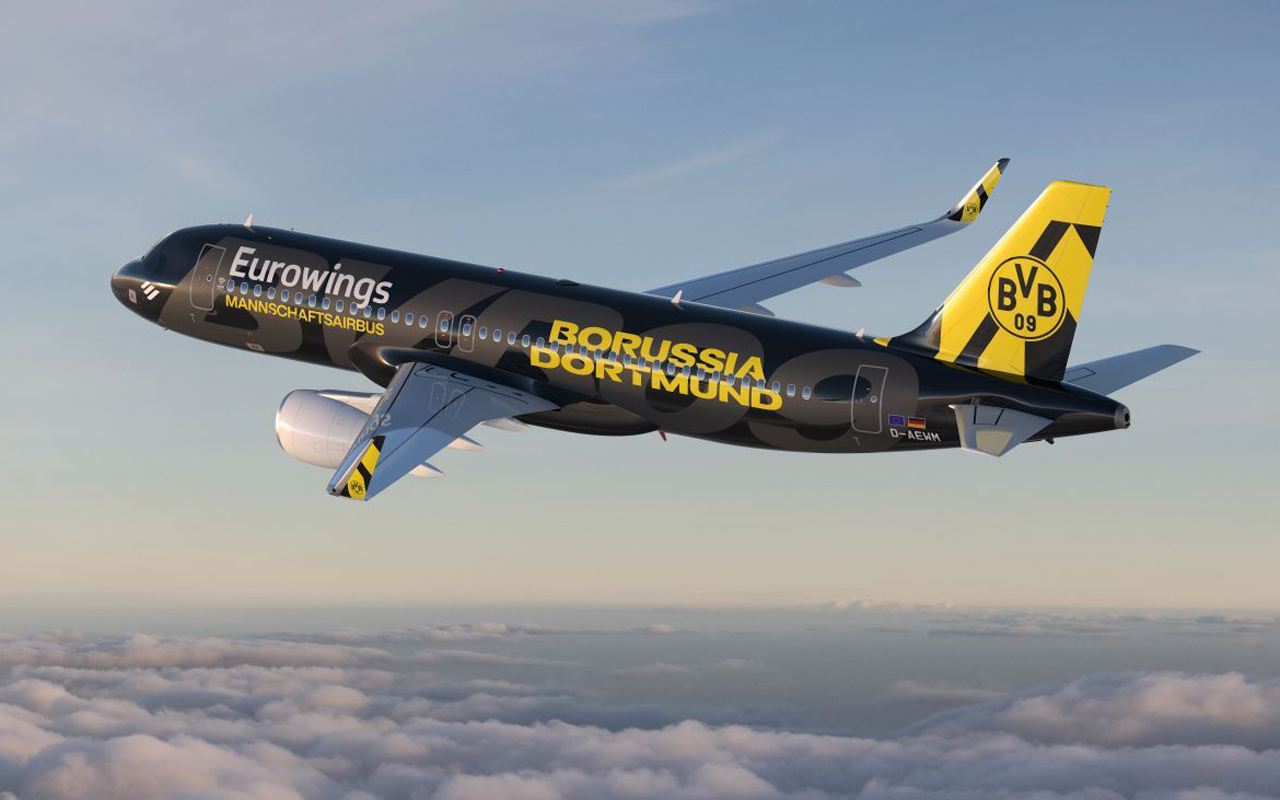 Eurowings geeft Borussia Dortmund-vliegtuig matzwarte uitstraling | Luchtvaartnieuws